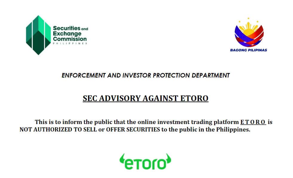 Philippines SEC Accuses EToro Of Offering Unregistered Securities Following Binance Blockade ...